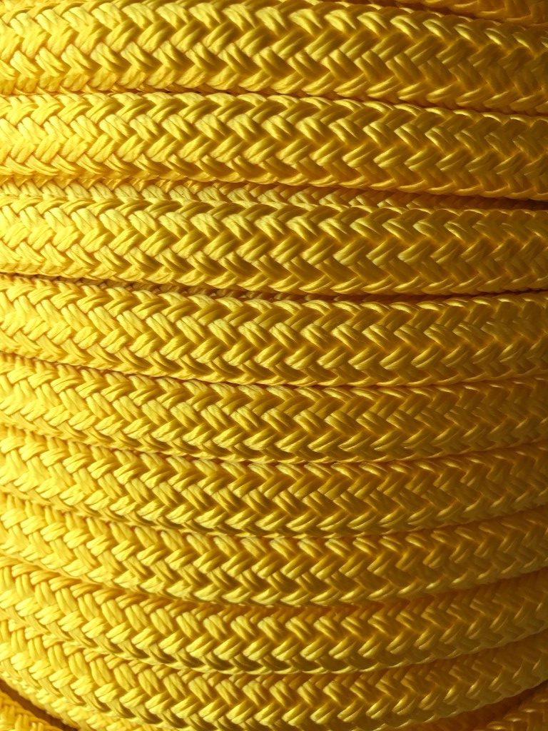 14mm Yellow Polyester Rope – Heavy-Duty Double Braid - TCD Supplies