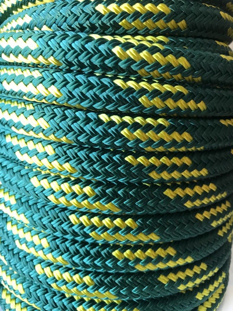 14mm Green/Yellow Polyester Rope – Heavy-Duty Double Braid - TCD Supplies