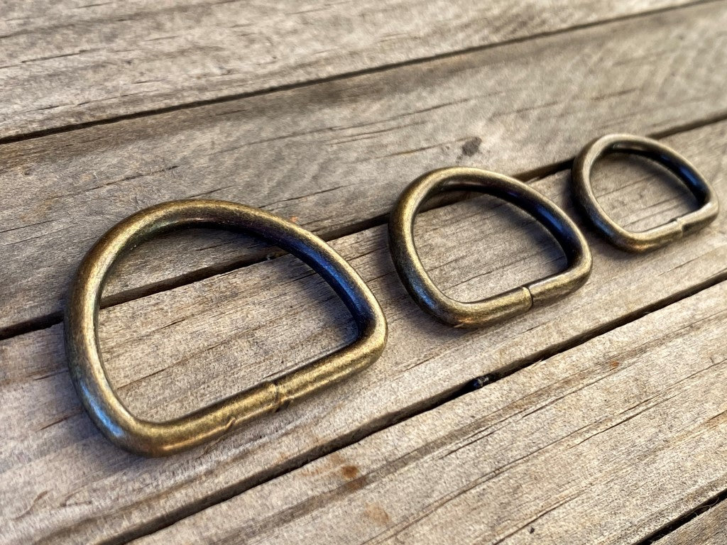 Antique Brass D-Ring – Welded for Strength, Multiple Sizes - TCD Supplies
