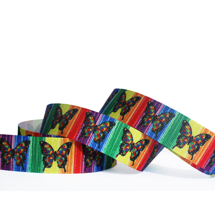 22mm Grosgrain Ribbon - Butterflies (design 1) - TCD Supplies
